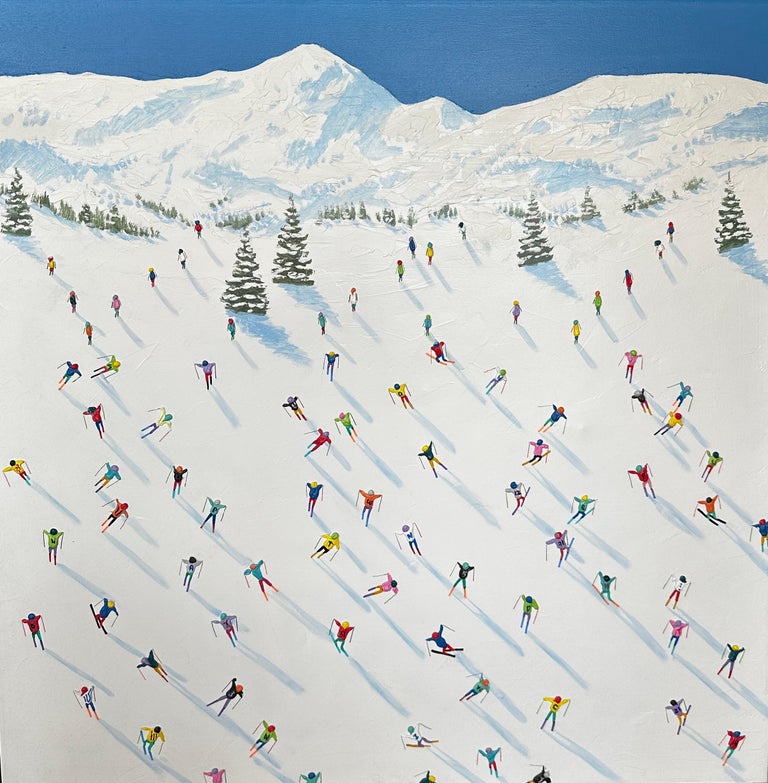 Max Todd - 'Down the Slopes' Contemporary landscape painting of figures ...