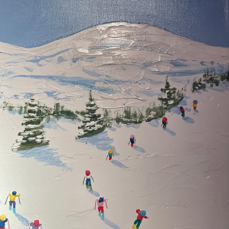 Max Todd - 'Fresh Powder' Contemporary 3D Colourful painting of skiers ...