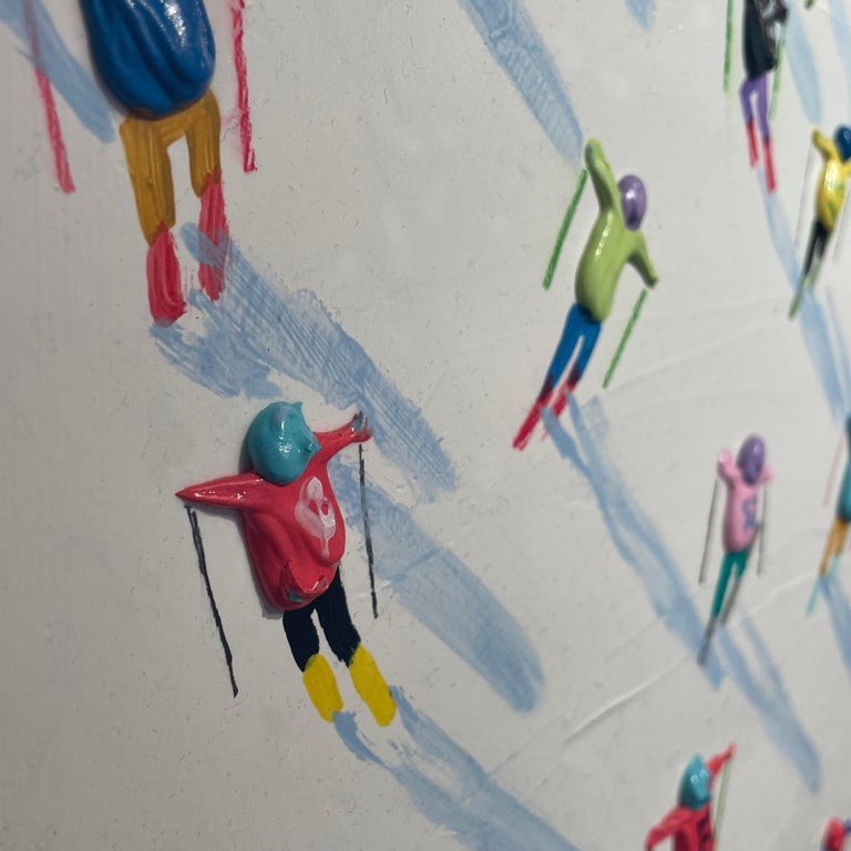 Max Todd - 'Fresh Powder' Contemporary 3D Colourful painting of skiers ...