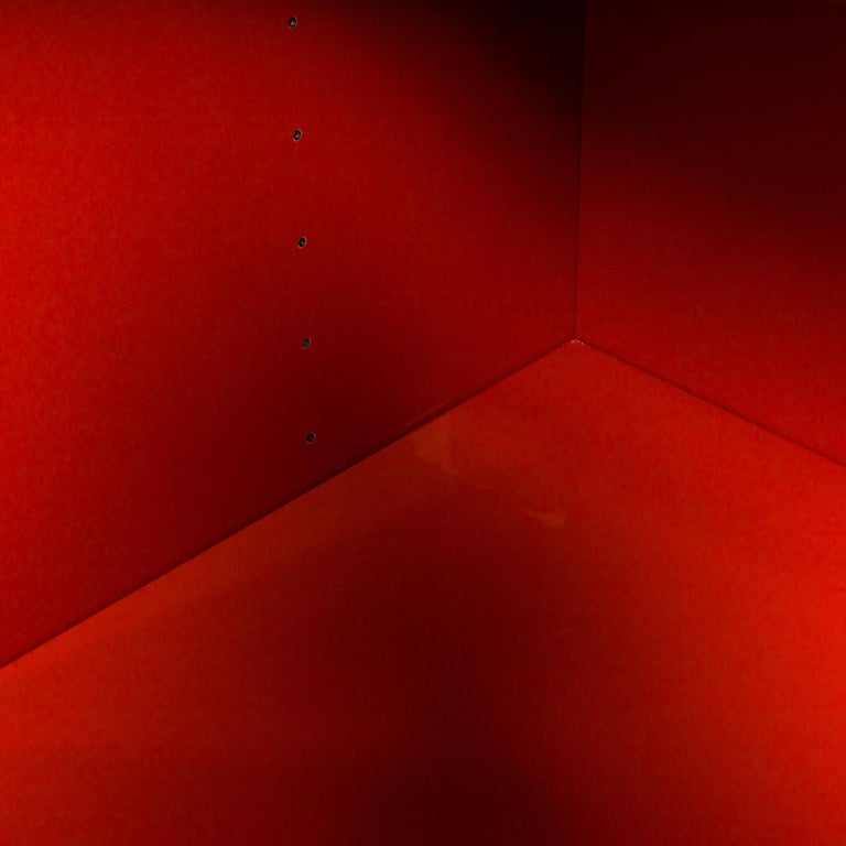Maxalto B&B Italia Mida Dark Oak and Red Cabinet For Sale at 1stDibs