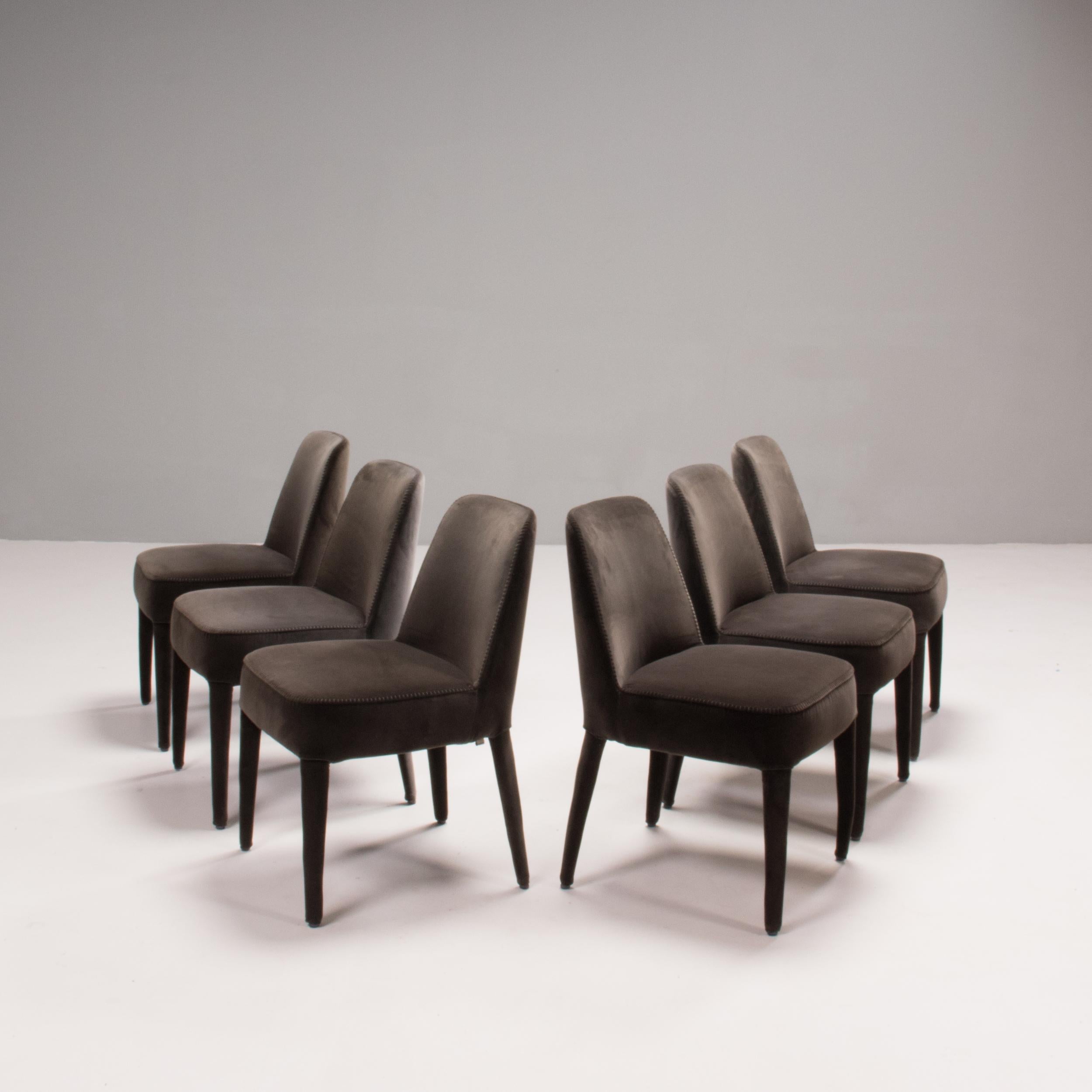 Maxalto by Antonio Citterio Febo Grey Velvet Dining Chairs, Set of 6 at ...