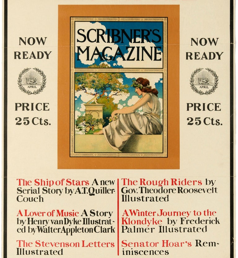 Maxfield Parrish - Original Antique Poster Scribner's Magazine April 1899 Illustrated Poems ...