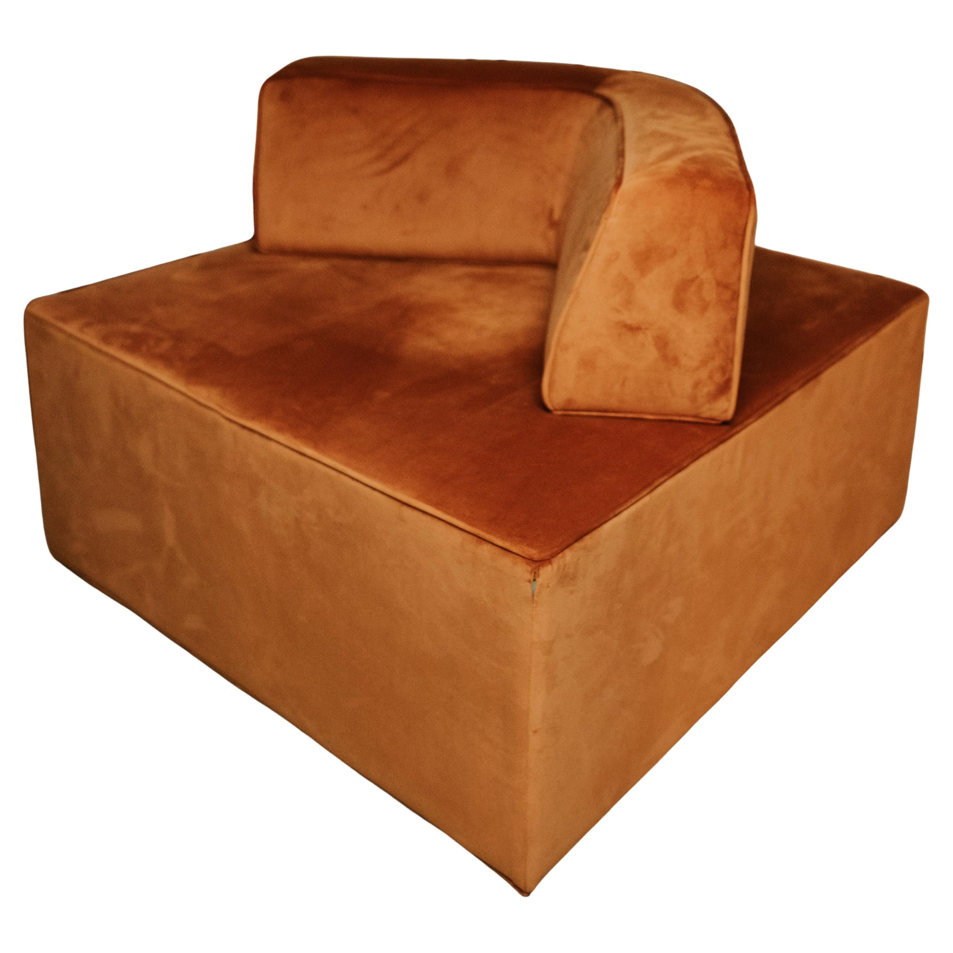 Maxi Pouf in Velluto Liscio con Schienale Mobile, Italia, anni '80 For ...