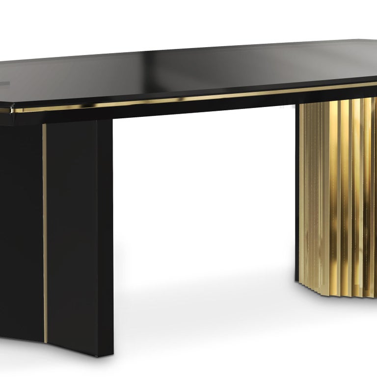 Maxima Dining Table with Gold Plated Brass For Sale at 1stDibs