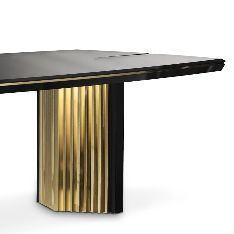 Maxima Dining Table with Gold Plated Brass For Sale at 1stDibs