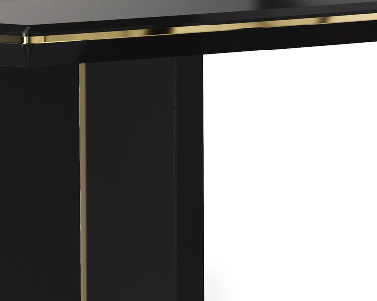 Maxima Dining Table with Gold Plated Brass For Sale at 1stDibs