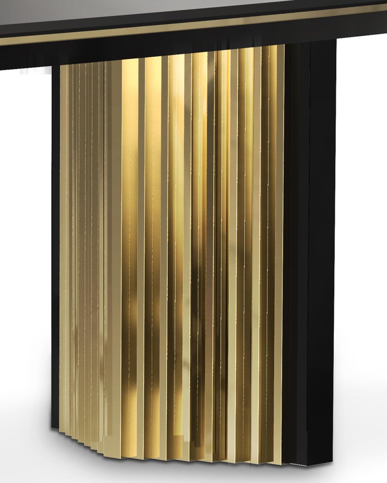 Maxima Dining Table with Gold Plated Brass For Sale at 1stDibs