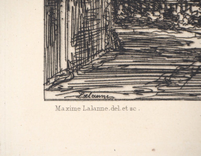 Maxime Lalanne - Traditional Village, Church of Essomes - Original etching For Sale at 1stDibs