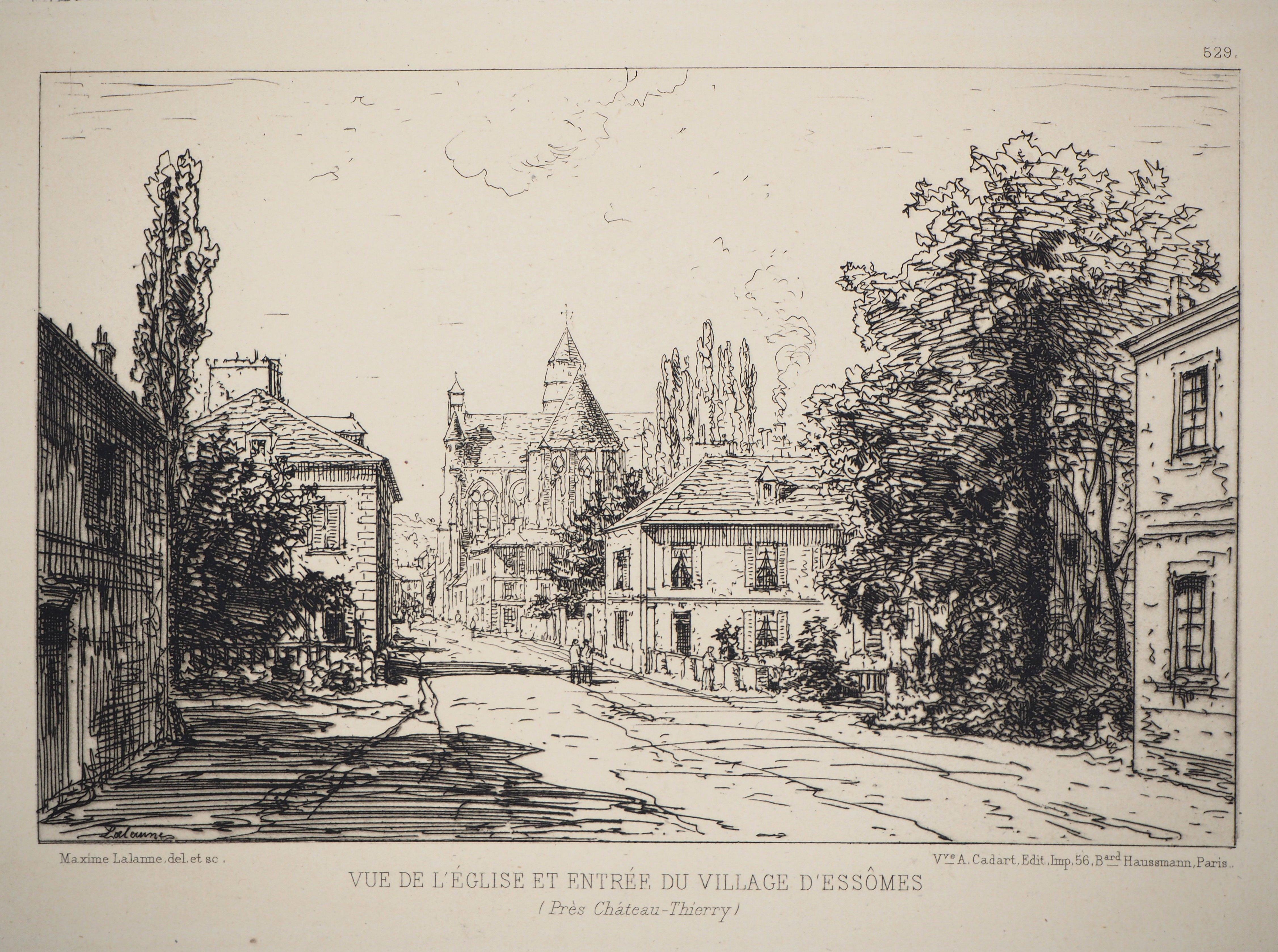 Maxime Lalanne - Traditional Village, Church of Essomes - Original ...