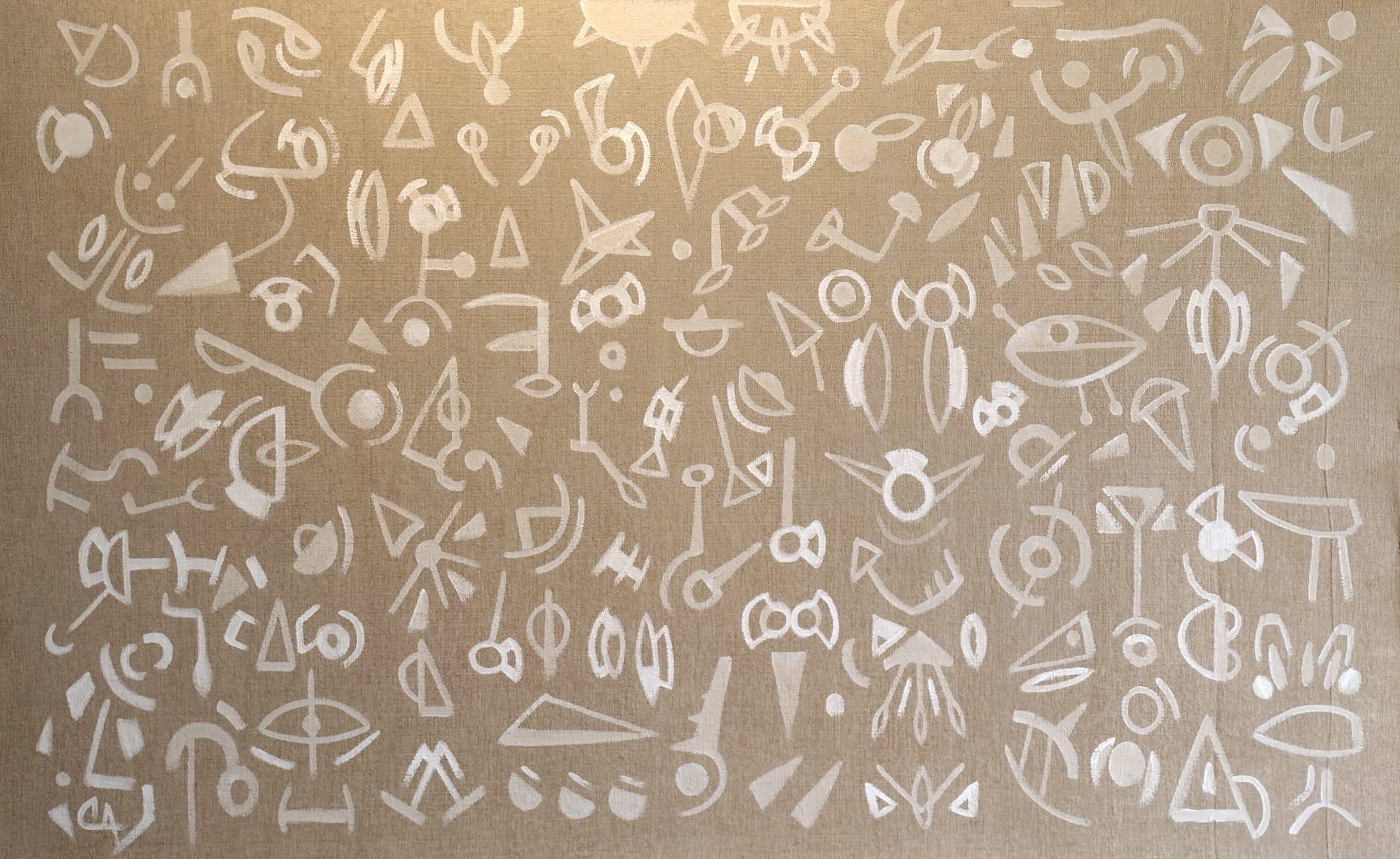 Maximo Caminero - Oil on Canvas by Maximo Caminero Titled: "Geroglific ...