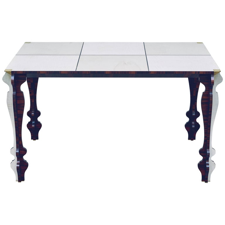 "Maxine" 21st Century Black and White Ebony and Flamed Maple Table For ...