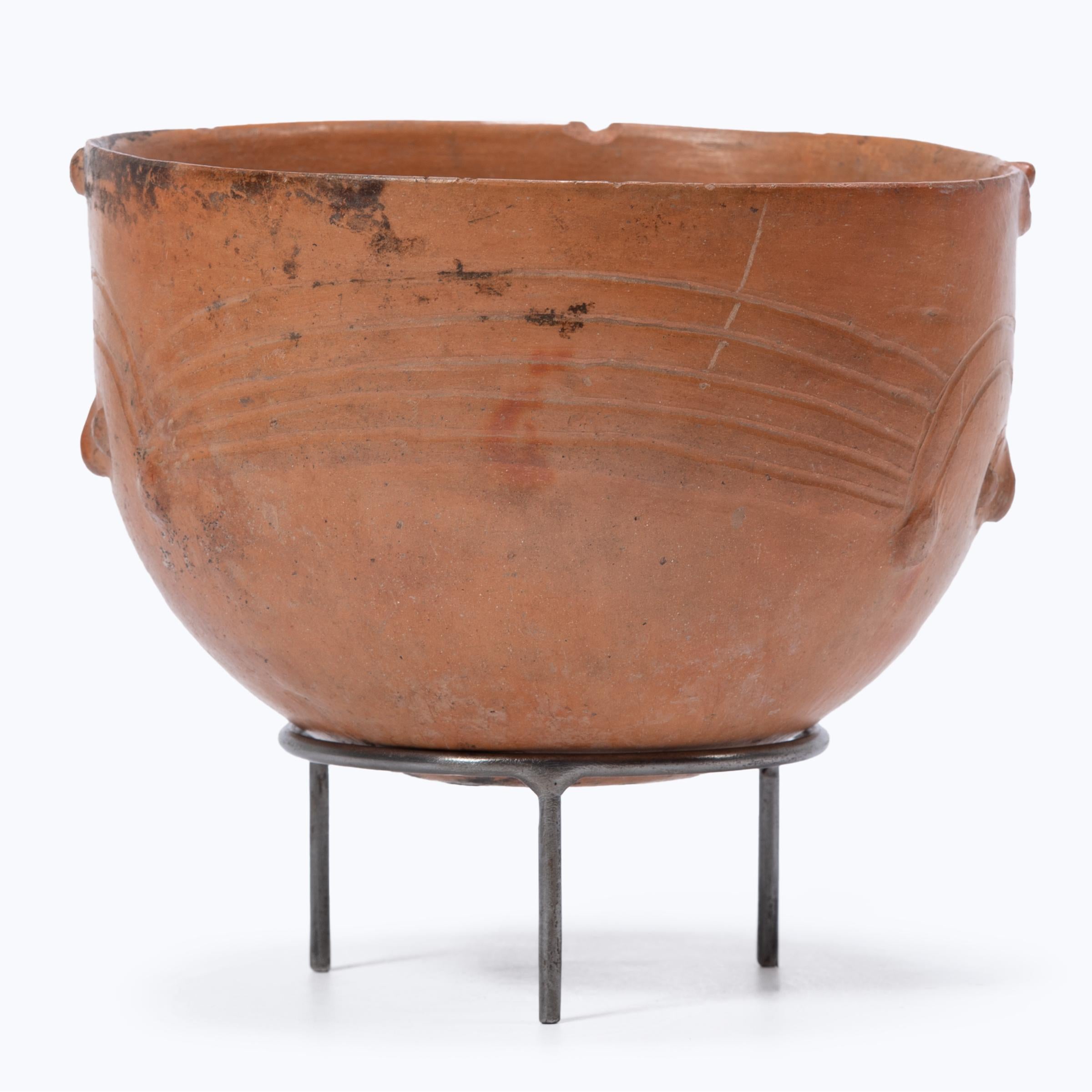 Maya Orangeware Bowl with Face at 1stDibs