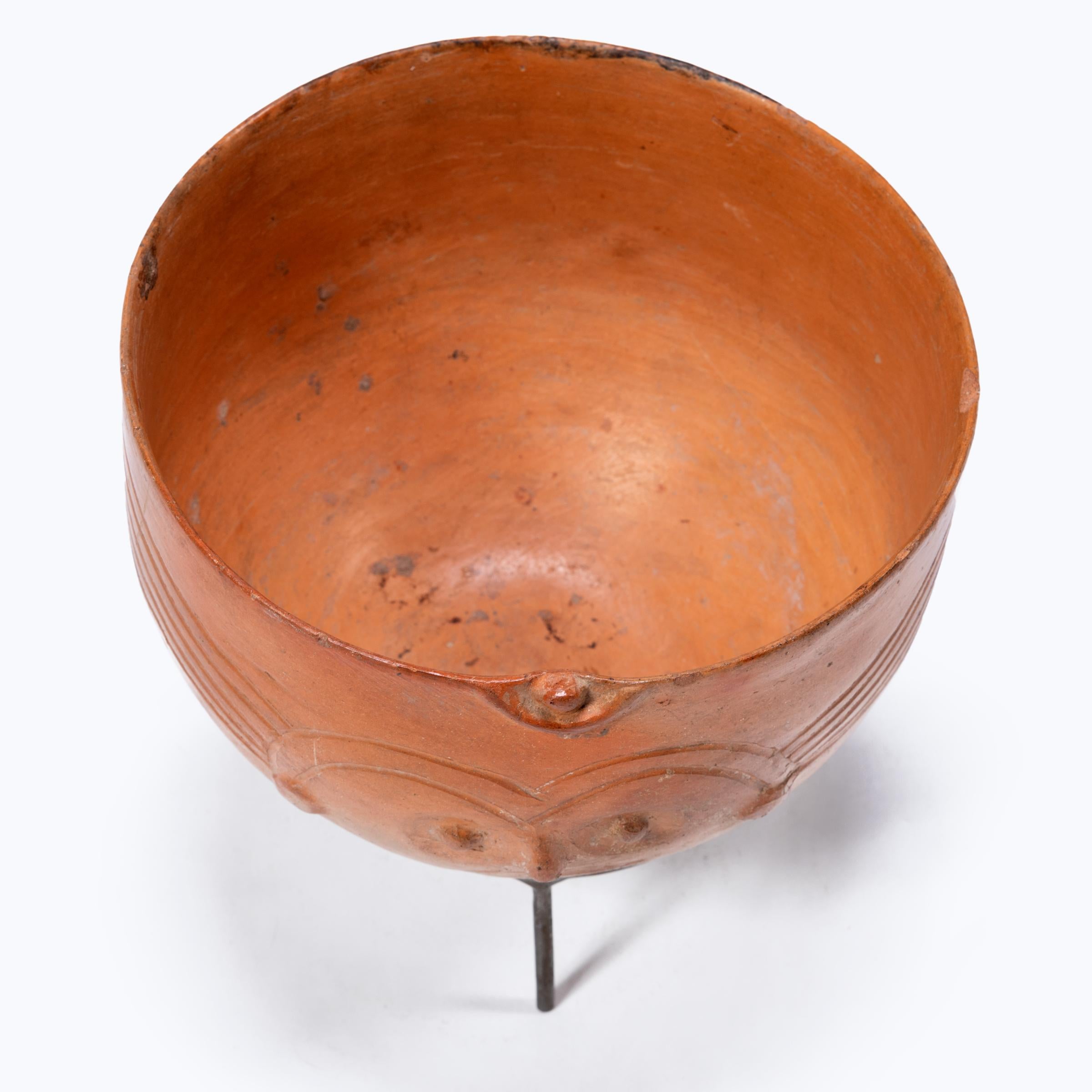 Maya Orangeware Bowl with Face at 1stDibs