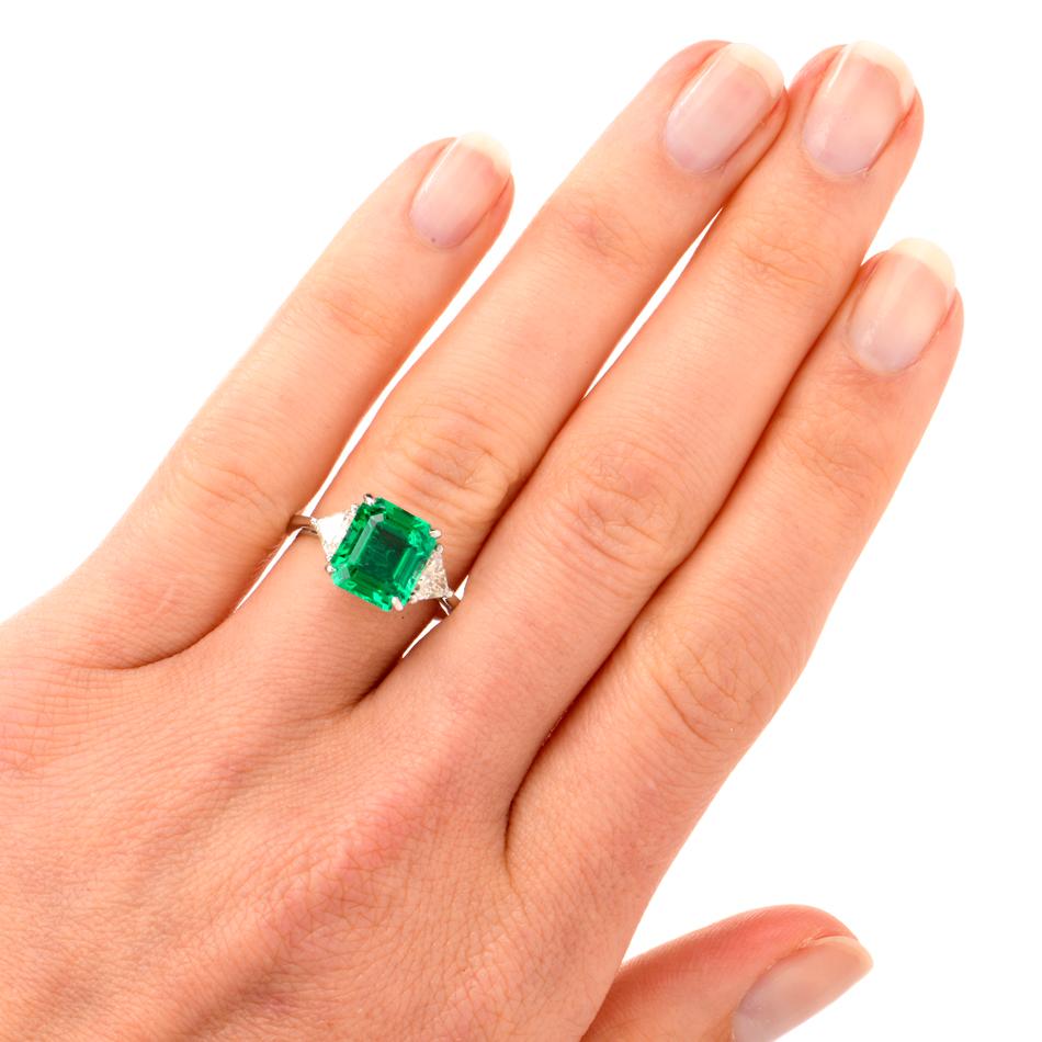 Mayors Certified 3.03 Carat Colombian Emerald Diamond Platinum Cocktail ...