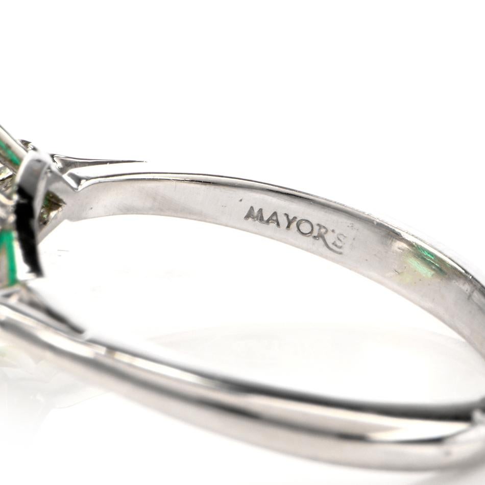 Mayors Certified 3.03 Carat Colombian Emerald Diamond Platinum Cocktail ...