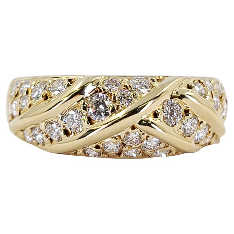 Mayor's Yellow Gold Domed Diamond Ring For Sale at 1stDibs