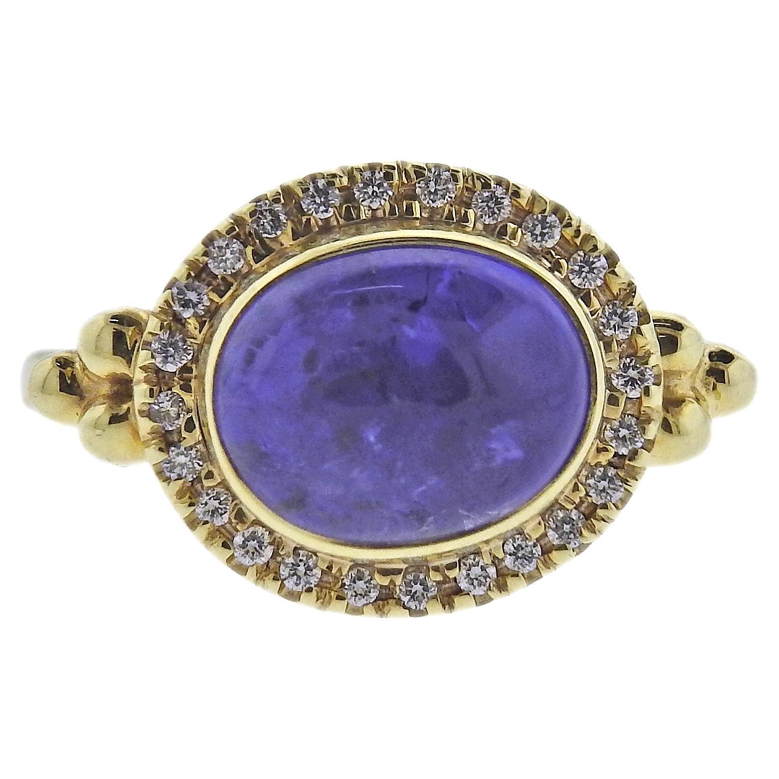 Tanzanite Cabochon And Diamond Ring For Sale At 1stdibs Cabochon