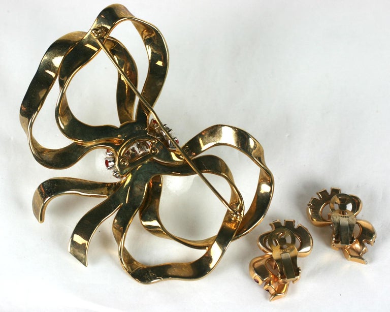Mazer Retro Bow Knot Brooch Demi Parure For Sale at 1stDibs