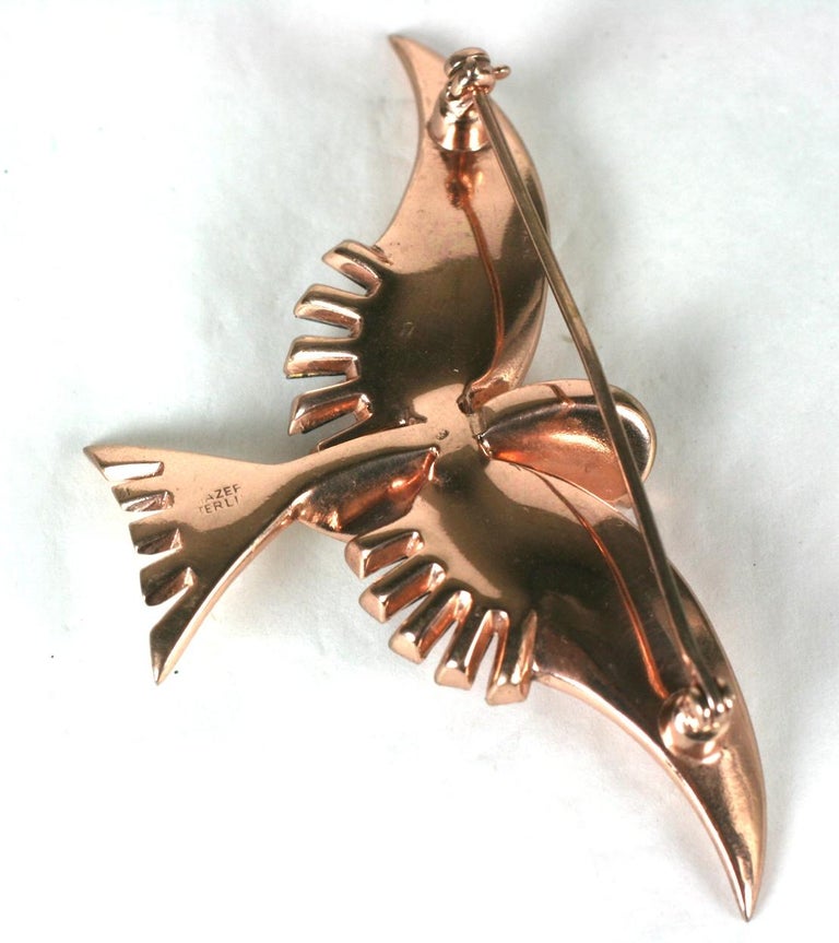 Mazer Retro Flying Dove Brooch For Sale at 1stDibs