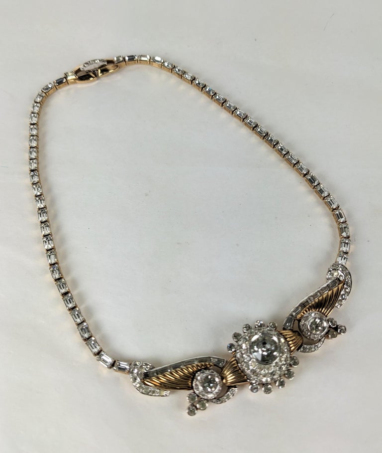 Mazer Retro Gold and Paste Necklace For Sale at 1stDibs