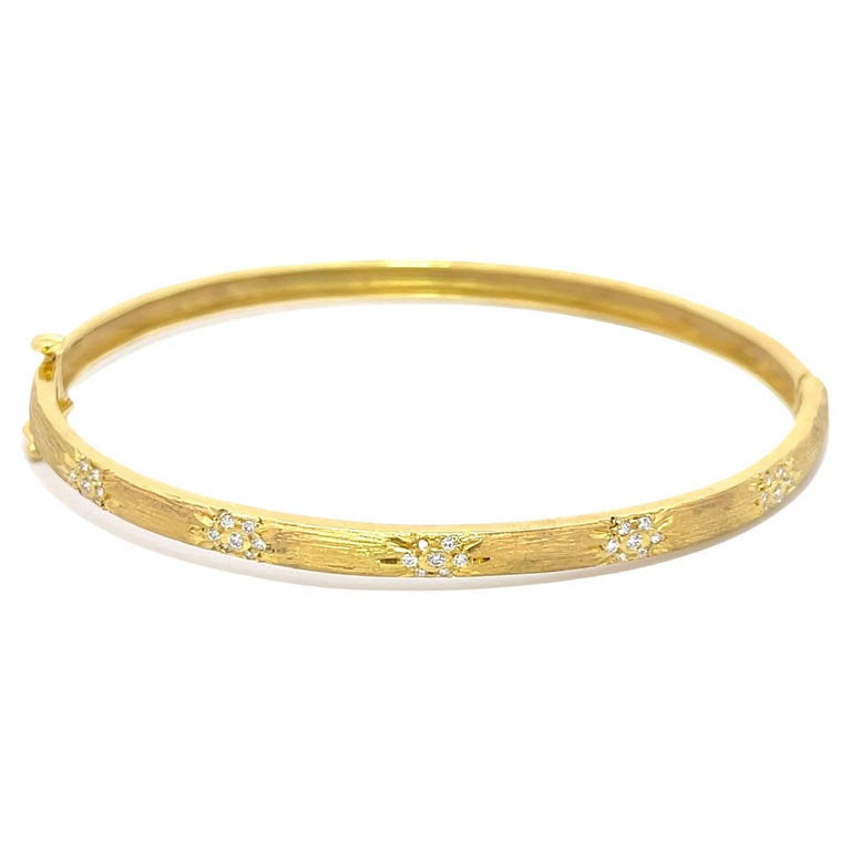 Mazza Florentine Diamond Bangle 14k Yellow Gold For Sale at 1stDibs