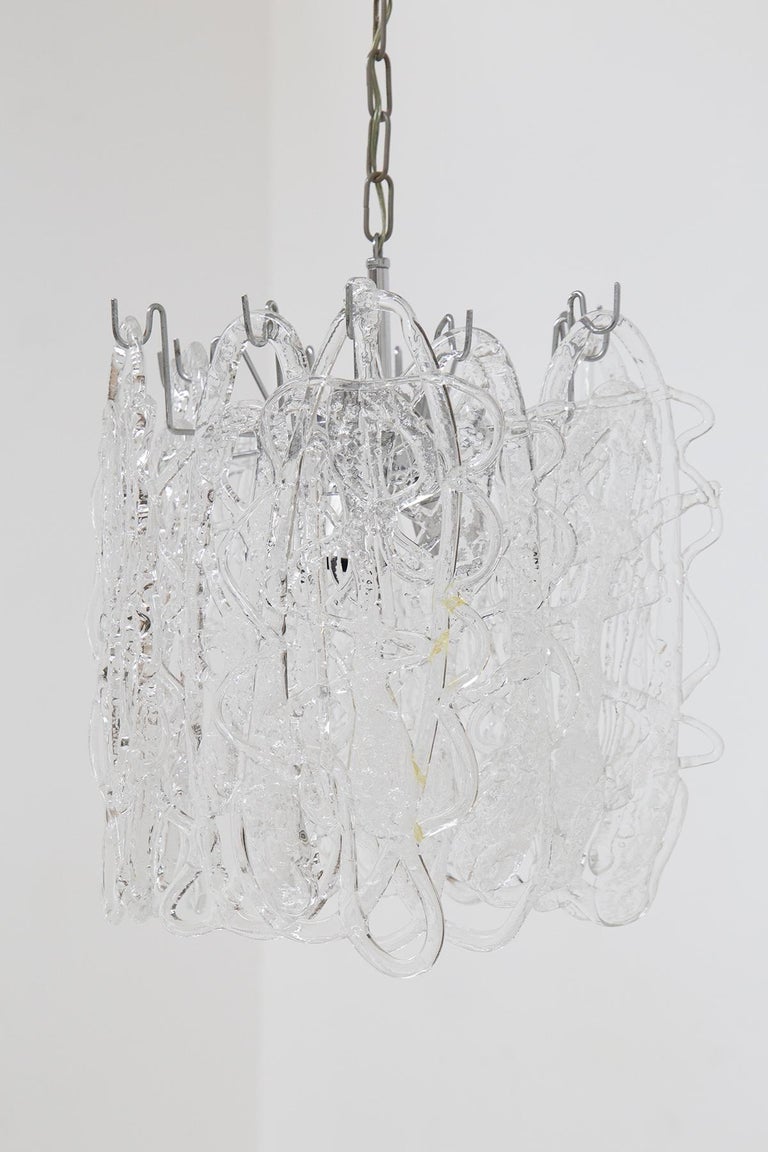 Mazzega Chandelier in Murano Glass and Steel For Sale at 1stDibs