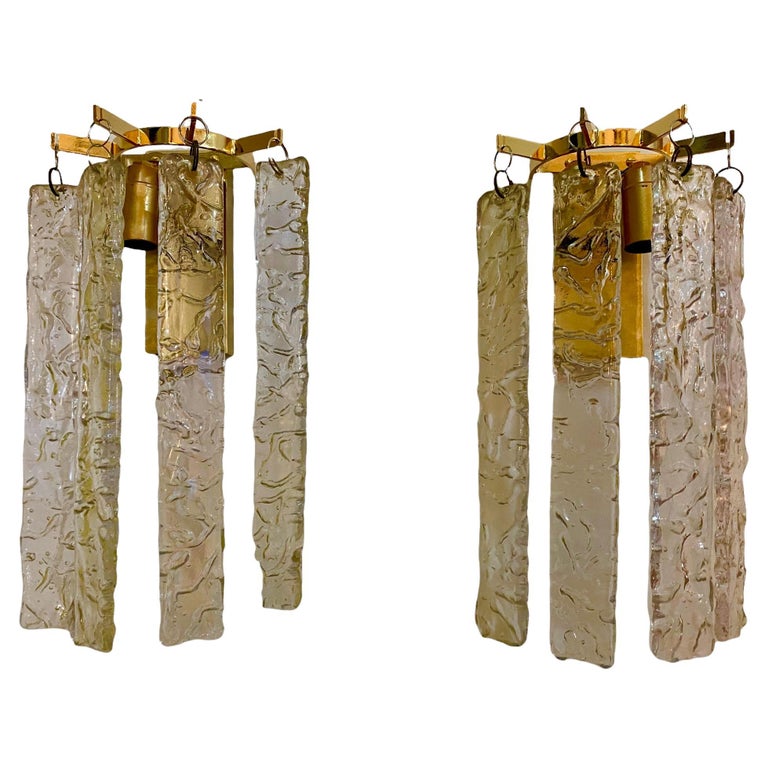 Mazzega wall lighting glass murano with gold plated structure , italy ...