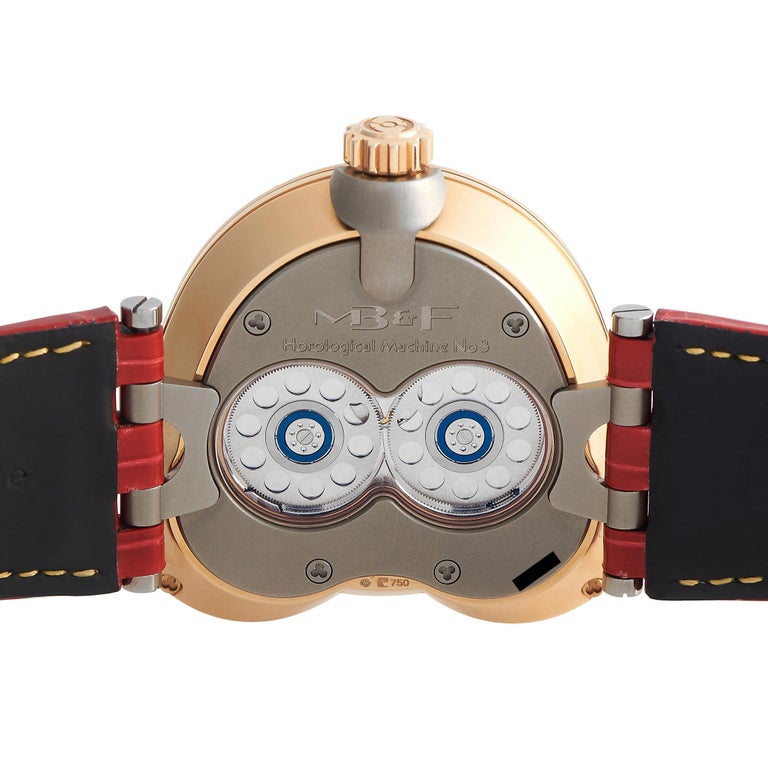 MB and F Horological Machine No. 3 Sidewinder Rose Gold Leather Watch ...