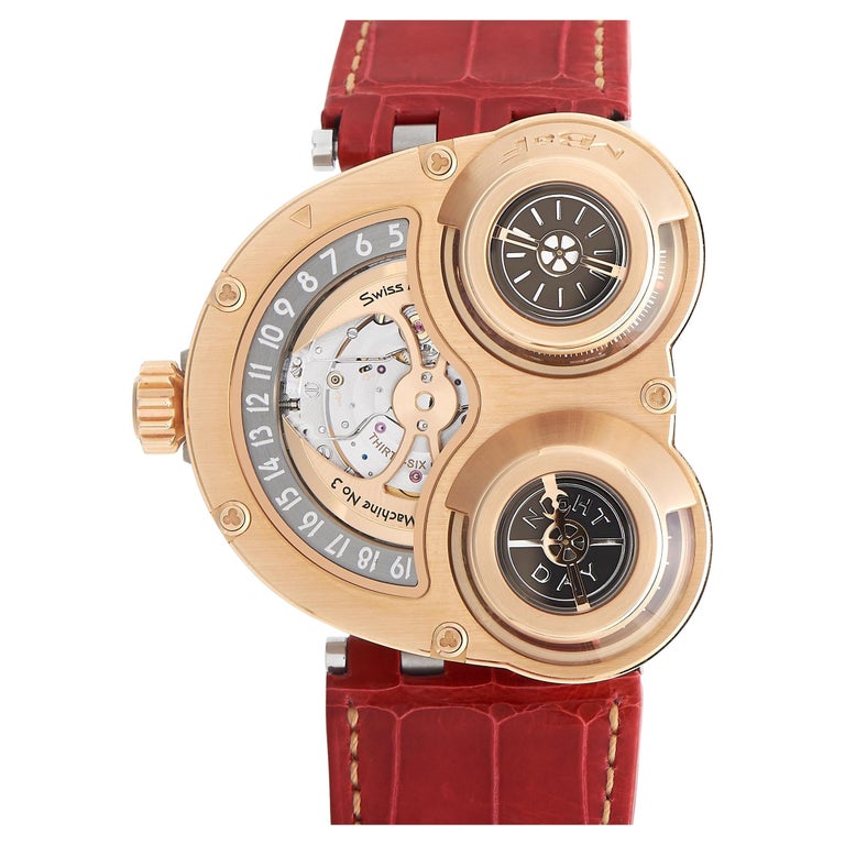 MB and F Horological Machine No. 3 Sidewinder Rose Gold Leather Watch ...