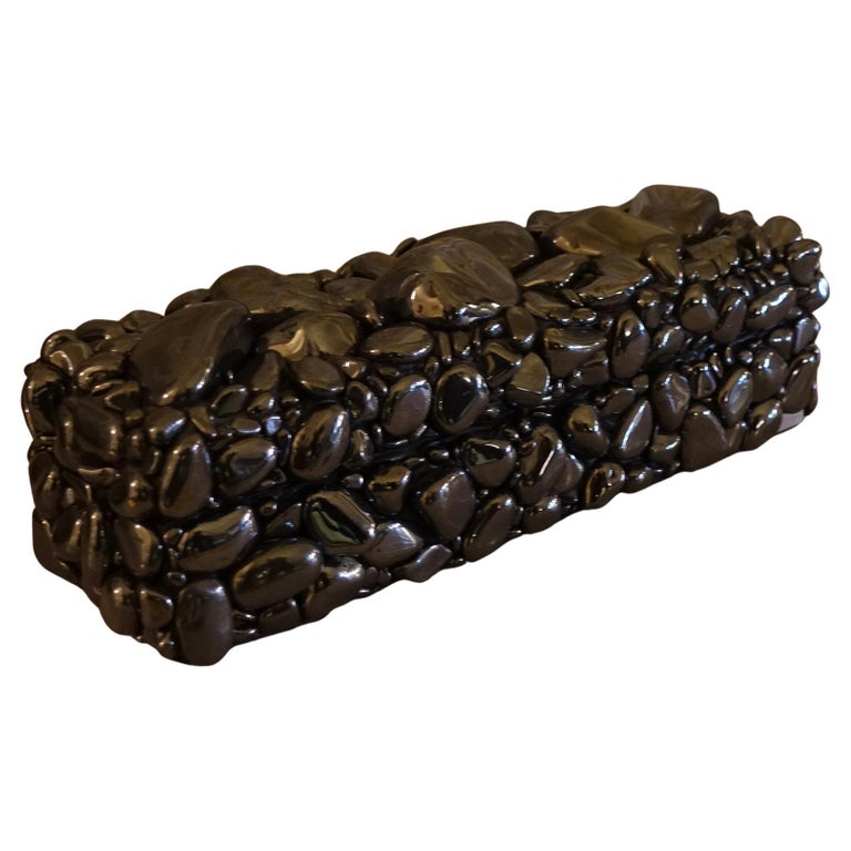 Mc Coy Design Ematite River Stone Decorative Box Black Leather Details ...