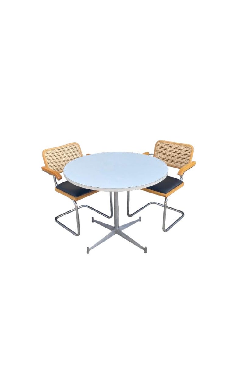 McCobb White Laminate Table and two Cesca Armchair Dining Set For Sale ...