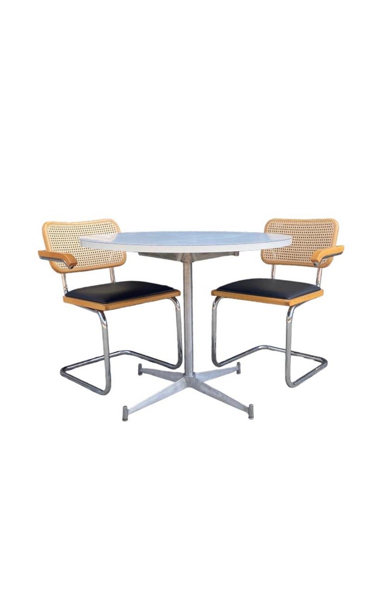 McCobb White Laminate Table and two Cesca Armchair Dining Set For Sale ...