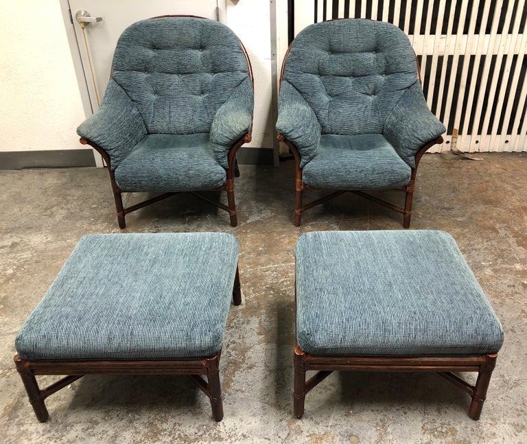 McGuire Big Boy Chair and Ottoman in Kravet Fabric, a Pair For Sale at ...