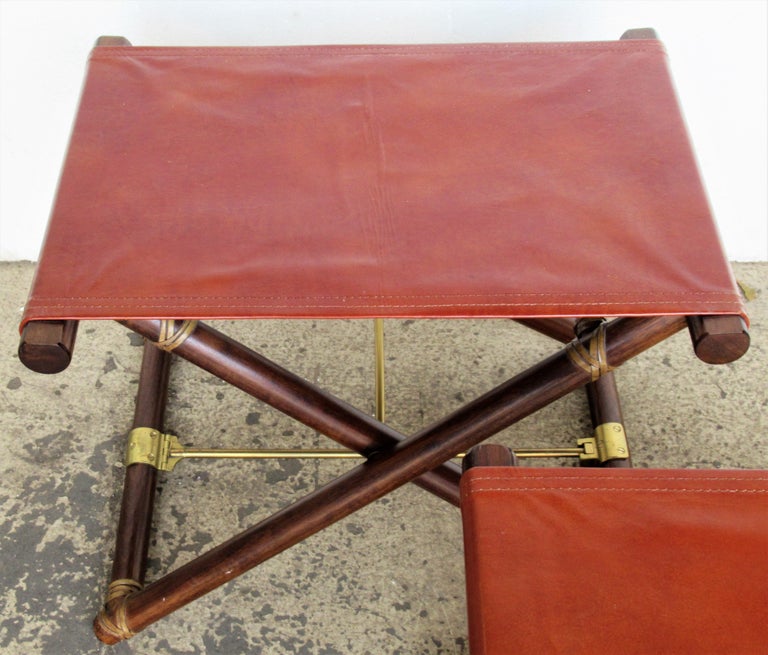 McGuire Furniture Company Folding X-Form Campaign Stools at 1stDibs