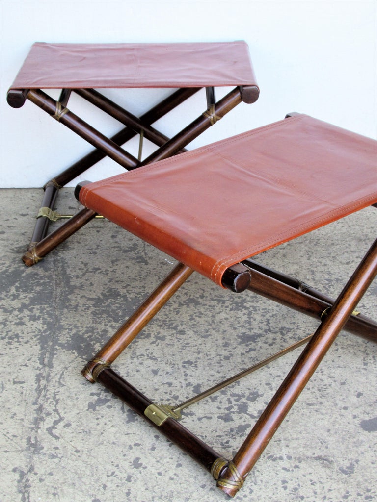 McGuire Furniture Company Folding X-Form Campaign Stools at 1stDibs