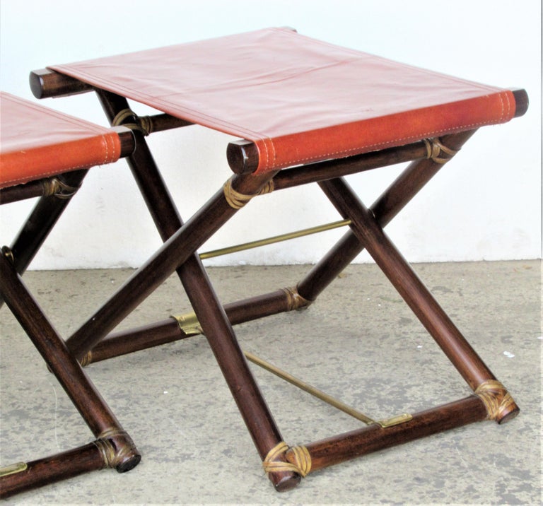 McGuire Furniture Company Folding X-Form Campaign Stools at 1stDibs