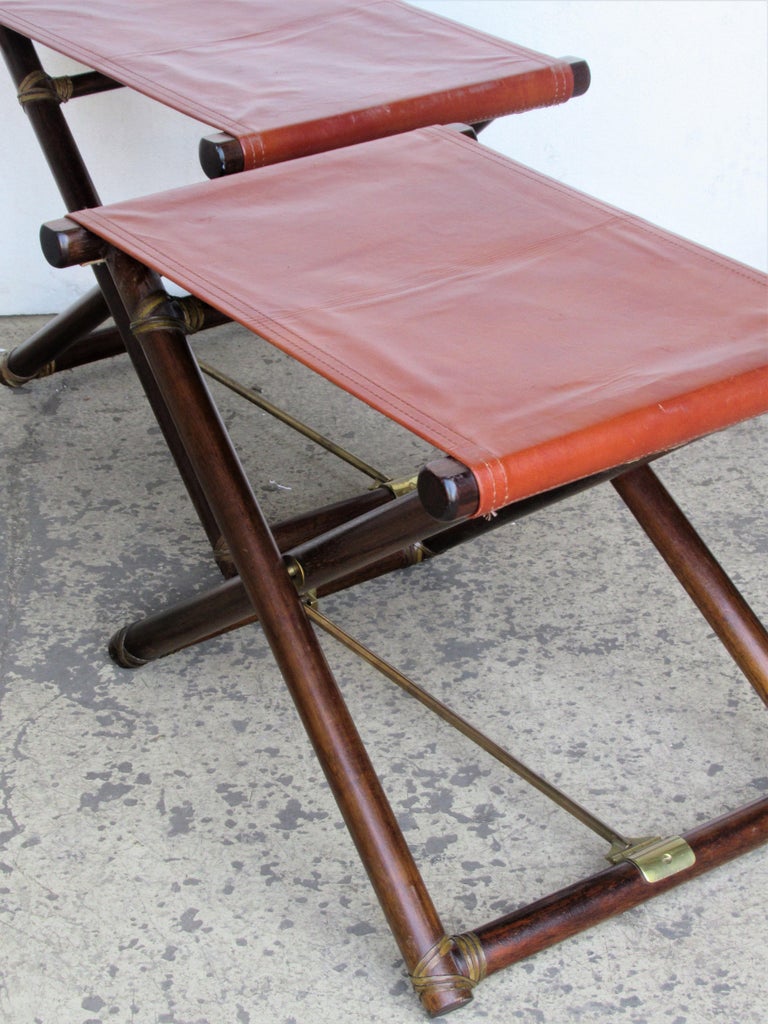 McGuire Furniture Company Folding X-Form Campaign Stools at 1stDibs