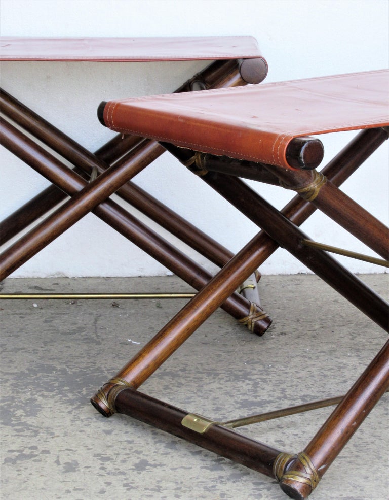 McGuire Furniture Company Folding X-Form Campaign Stools at 1stDibs