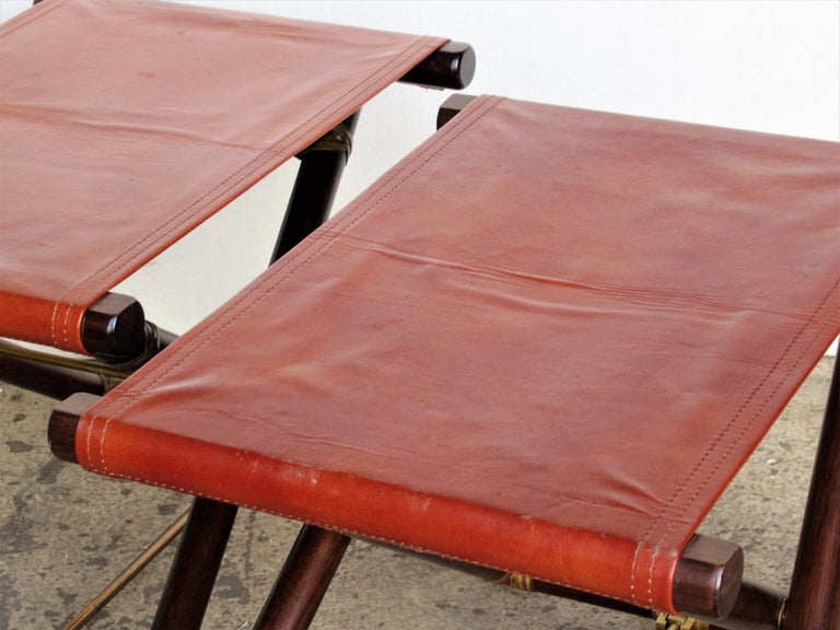 McGuire Furniture Company Folding X-Form Campaign Stools at 1stDibs
