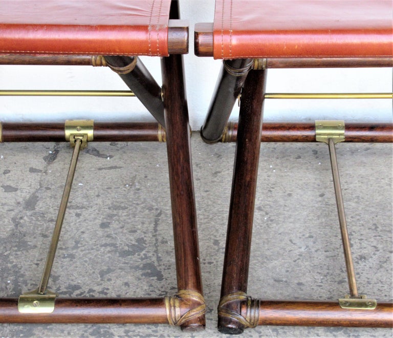 McGuire Furniture Company Folding X-Form Campaign Stools at 1stDibs