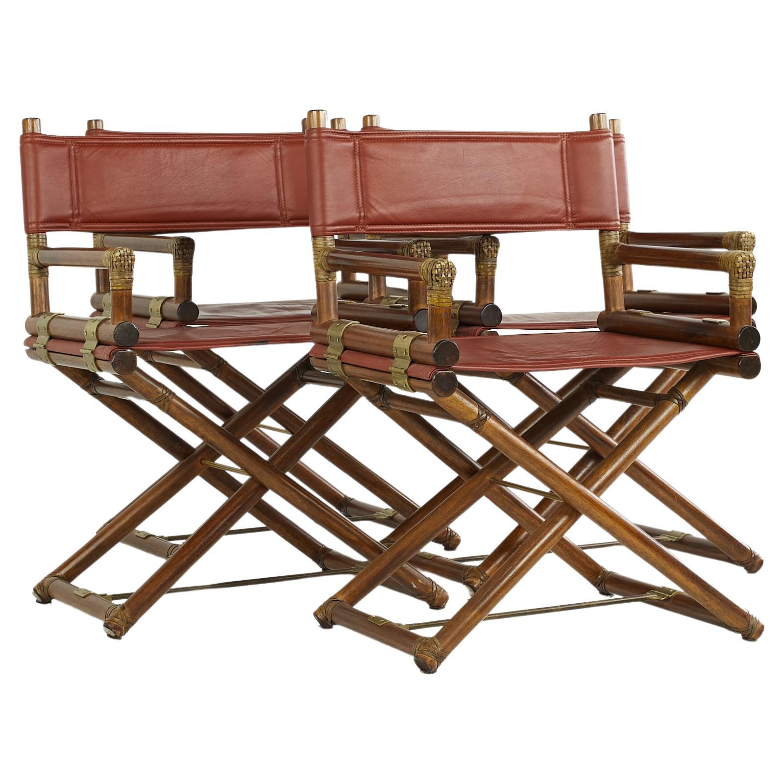 A Mid Century Pair of White Leather Director's Chairs W/ X-Base at 1stDibs