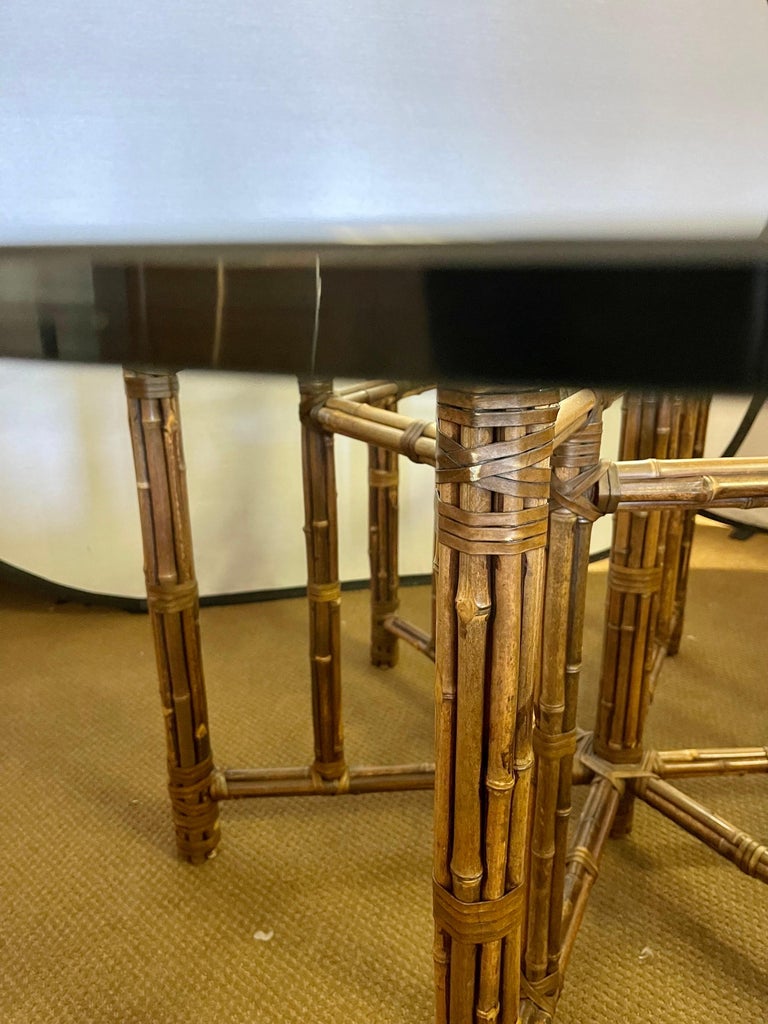 McGuire Organic Modern Bamboo Rattan and Glass Round Dining Table For ...