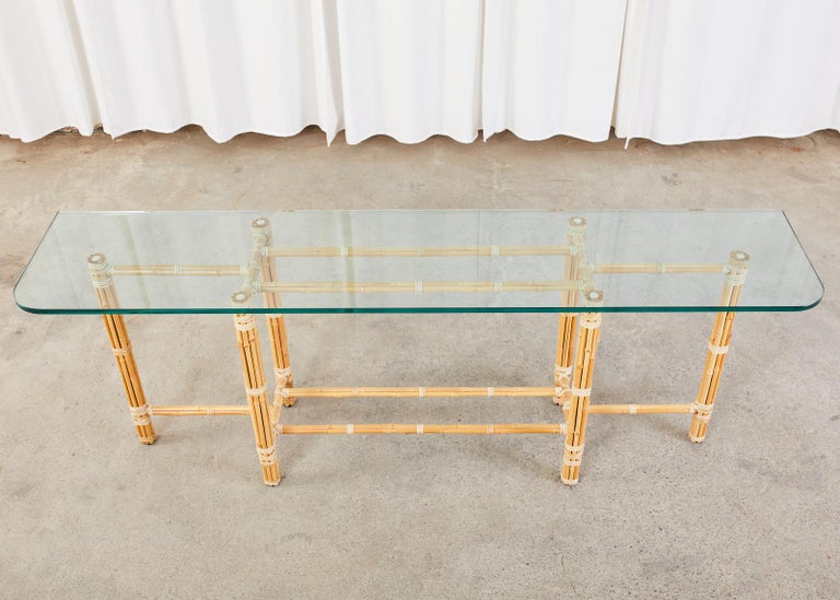 McGuire Organic Modern Blonde Bamboo Rattan Console Table For Sale at ...