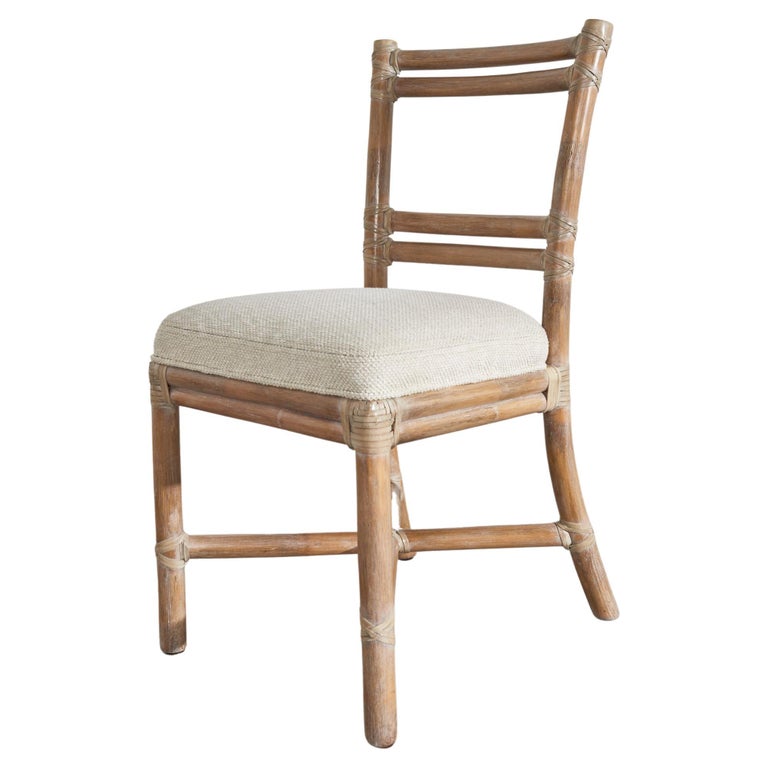 McGuire Organic Modern Cerused Rattan Ladder Back Chair For Sale at 1stDibs