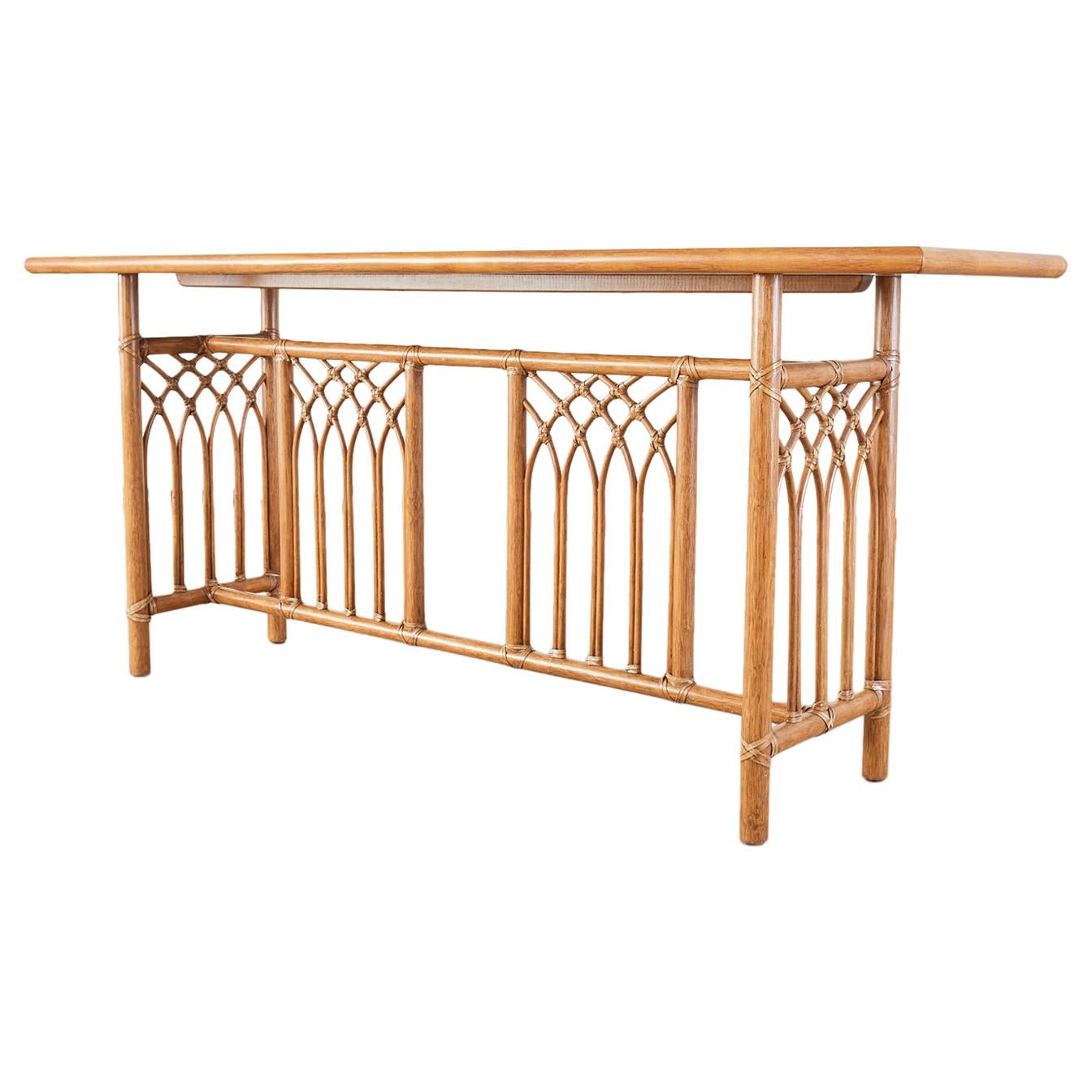 Palecek Organic Modern Bamboo Rattan Raffia Console Table at 1stDibs