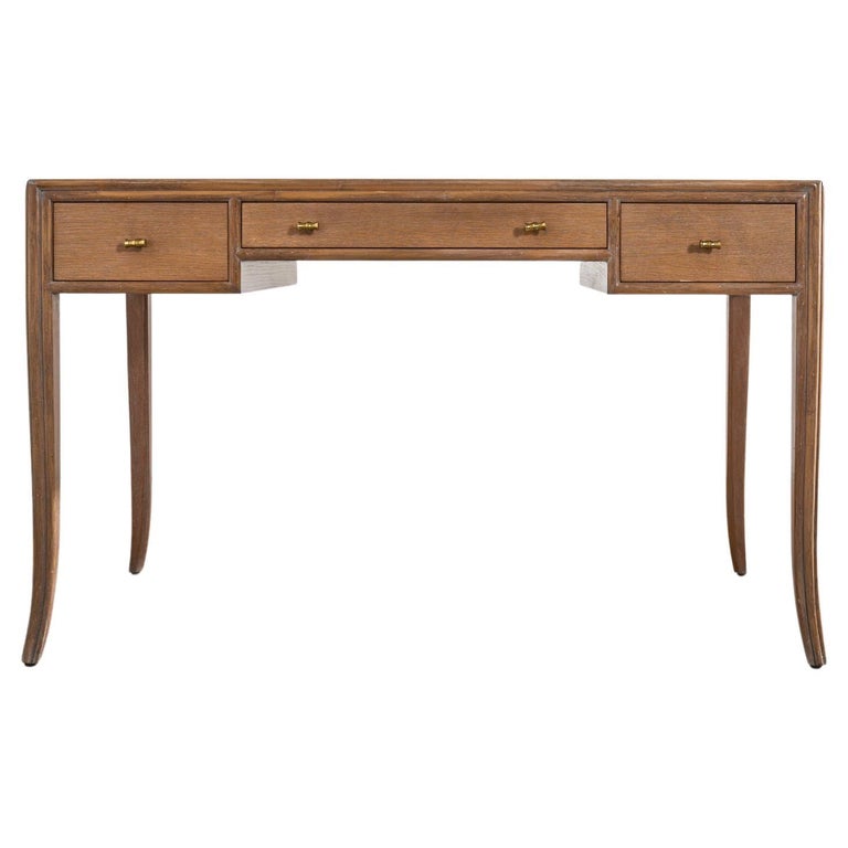 McGuire Organic Modern Oak Rattan Writing Table Desk at 1stDibs