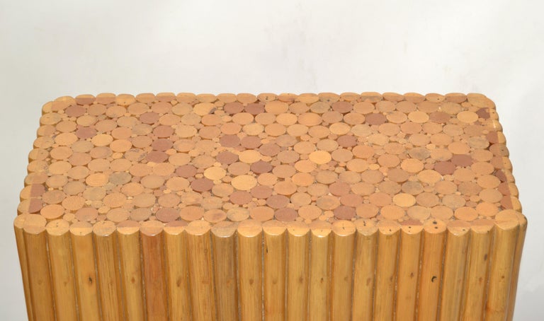 McGuire Pair of Rectangular Bamboo Wood Dining Table Bases Mid-Century ...