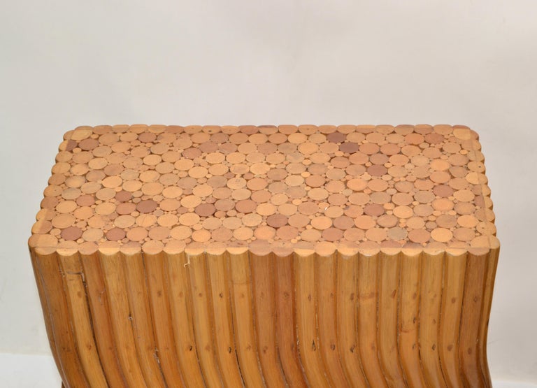 McGuire Pair of Rectangular Bamboo Wood Dining Table Bases Mid-Century ...