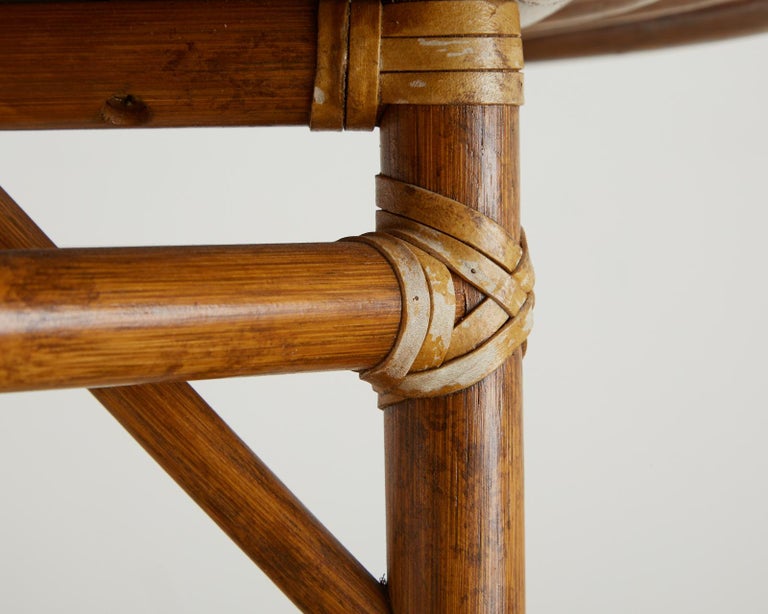 McGuire Rattan Raffia Round Occasional or Centre Table For Sale at 1stdibs