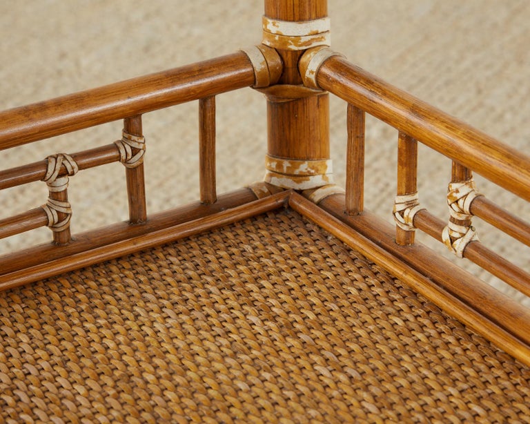 McGuire Rattan Raffia Round Occasional or Centre Table For Sale at 1stdibs